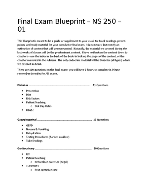 Study Guide for final - Study Guide – Final Exam NS 209 *This is a ...