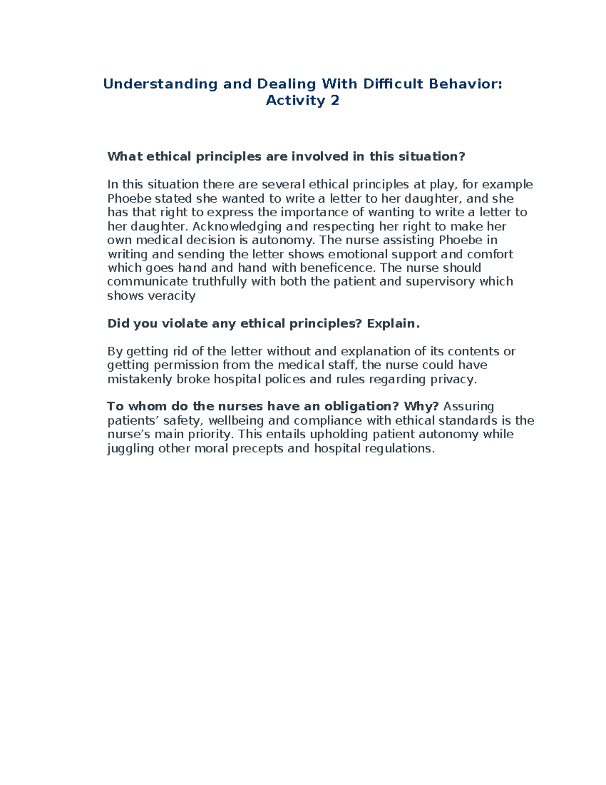 Understanding and Dealing With Difficult Behavior 2 - Understanding and ...