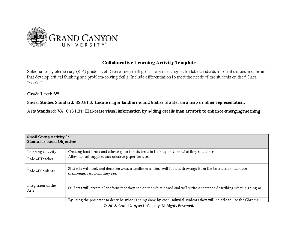 ELM 351 D T5 Collaborative Learning Activity Template - SPD-485 - GCU ...