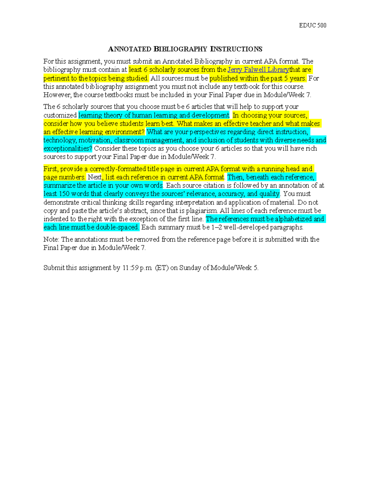 Annotated Bibliography Instructions(Updated)-2 - EDUC 500 ANNOTATED ...