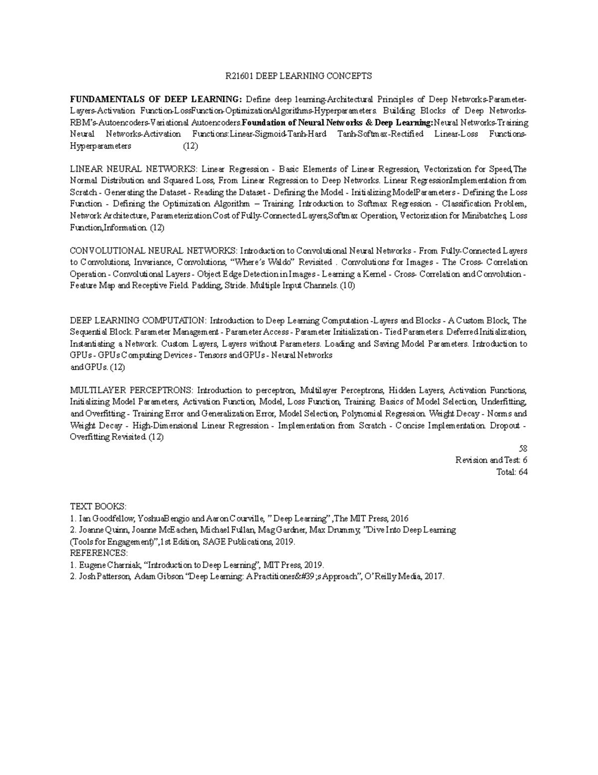 DEEP Learning - fill it - R21601 DEEP LEARNING CONCEPTS FUNDAMENTALS OF ...