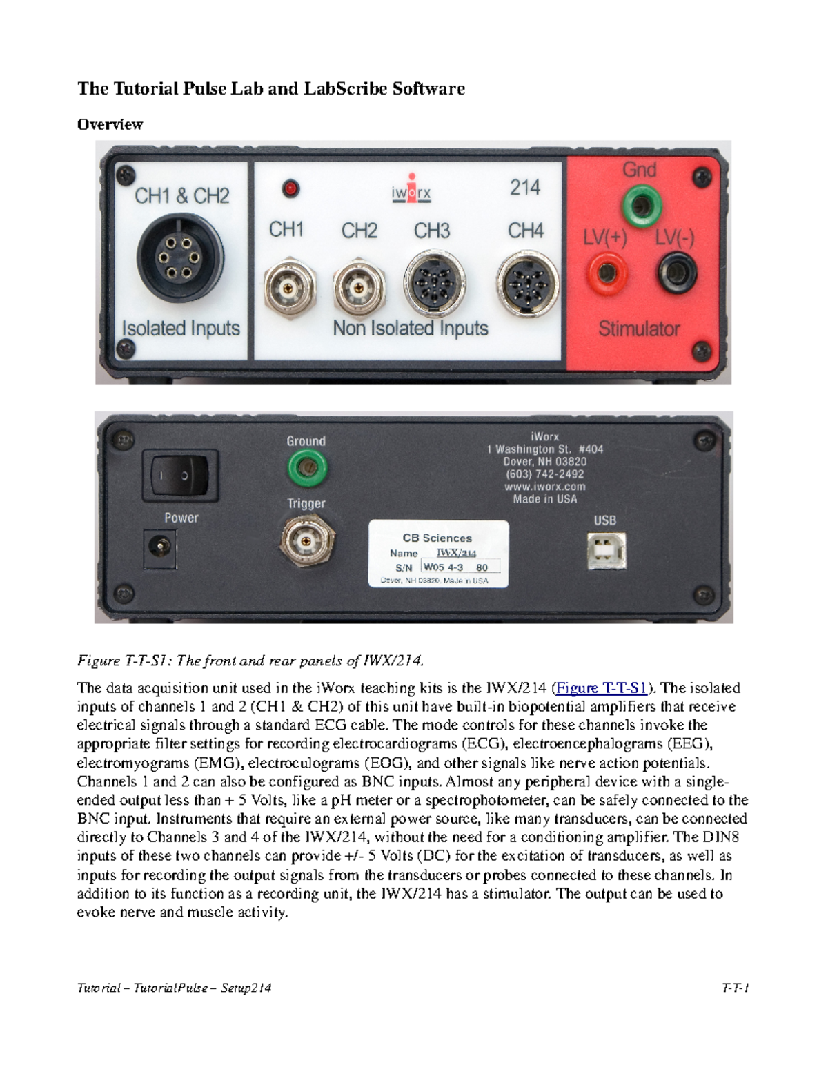 Tutorial-Pulse Setup 214 - The Tutorial Pulse Lab and LabScribe ...