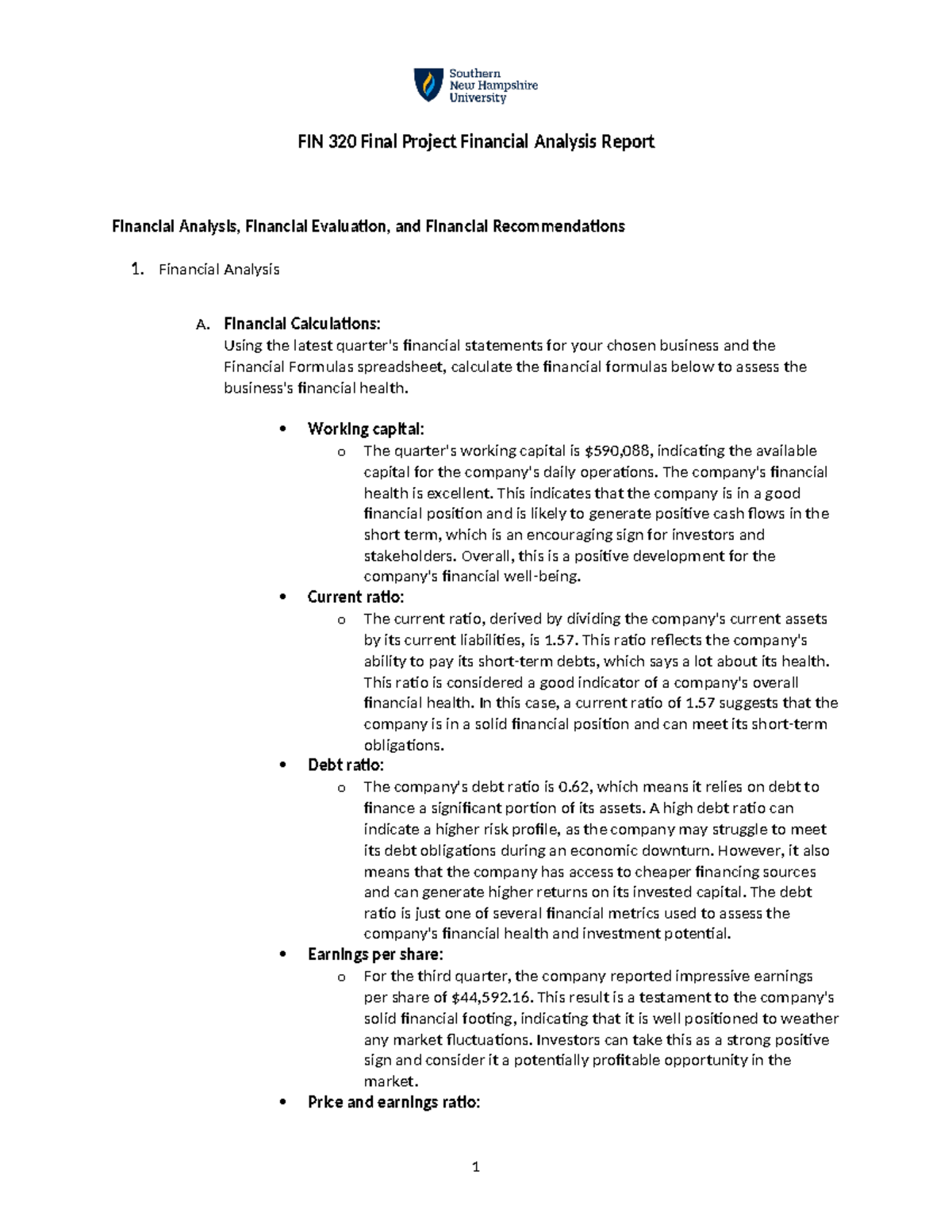 FIN 320 Project Two Financial Analyst Report (AutoRecovered) (1).docx ...