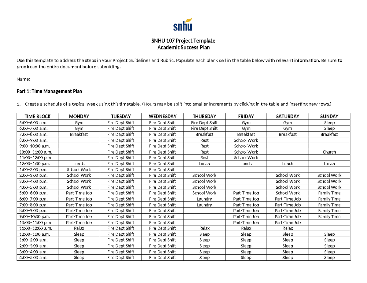 SNHU 107 Project - Course work assignment (Use as a study guide) - SNHU ...
