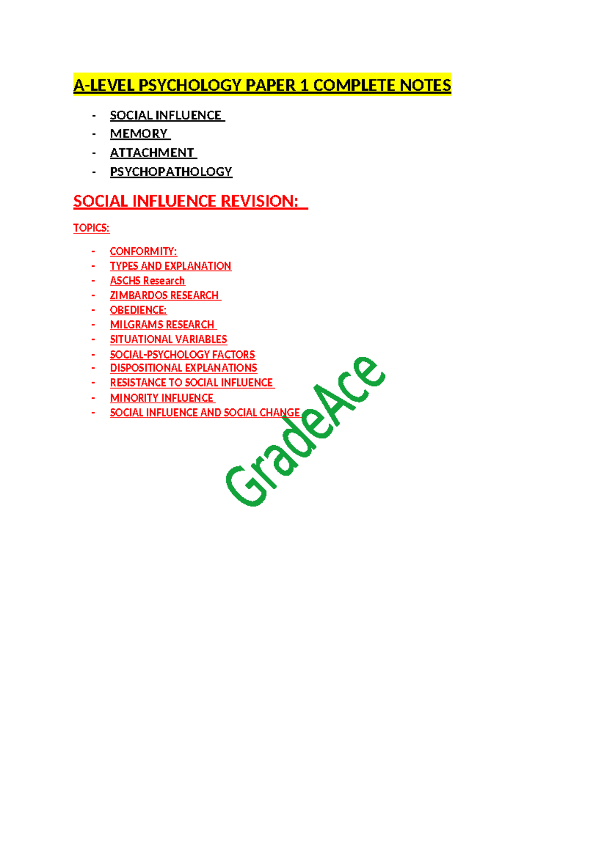 AQA Psychology Paper 1 - SDSDS - A-LEVEL PSYCHOLOGY PAPER 1 COMPLETE ...