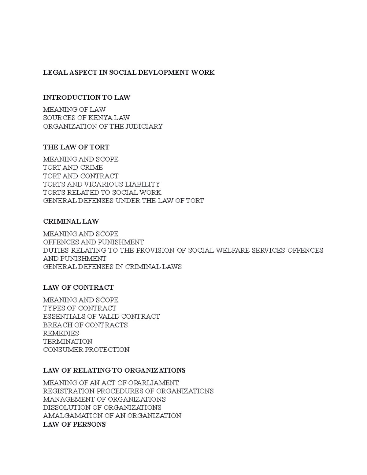 11143 legal aspect in social development work notes - LEGAL ASPECT IN ...