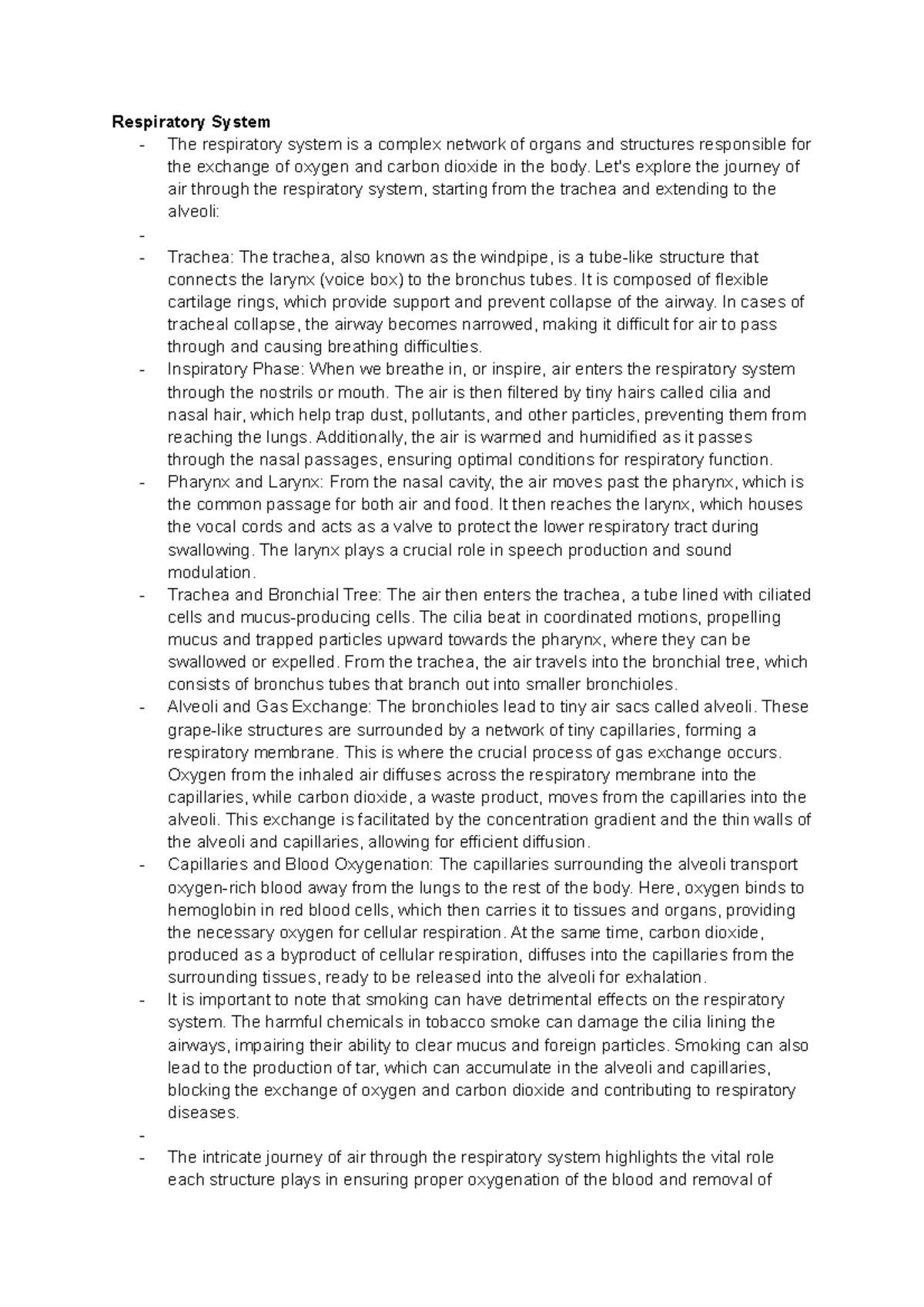 PDH notes (1) copy 2 - The body in motion core 2 page 9 - Respiratory ...