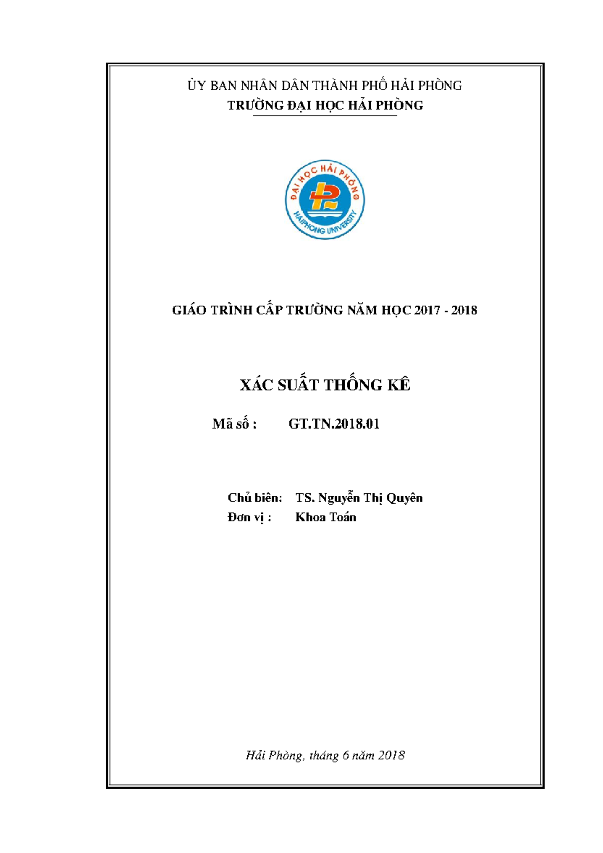 GT-XSTK-DHHP - xac xuat thong ke - ỦY BAN NHÂN DÂN THÀNH PHỐ HẢI PHÒNG TRƯỜNG ĐẠI HỌC HẢI PHÒNG ...