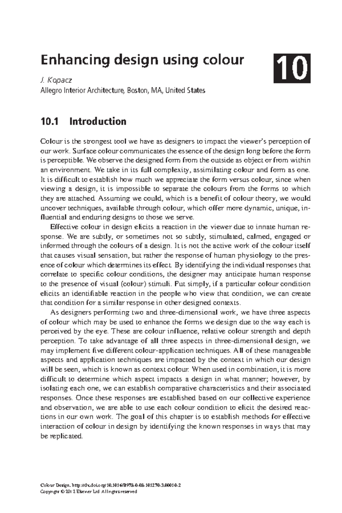 Week2 Enhancing design using color - Colour Design. dx.doi/10.1016/B978 ...