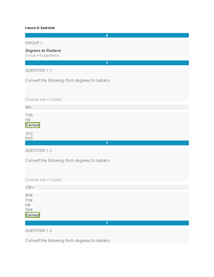Lesson 5 exercises - test - Lesson 5: Exercises 1 GROUP 1 Pythagorean ...