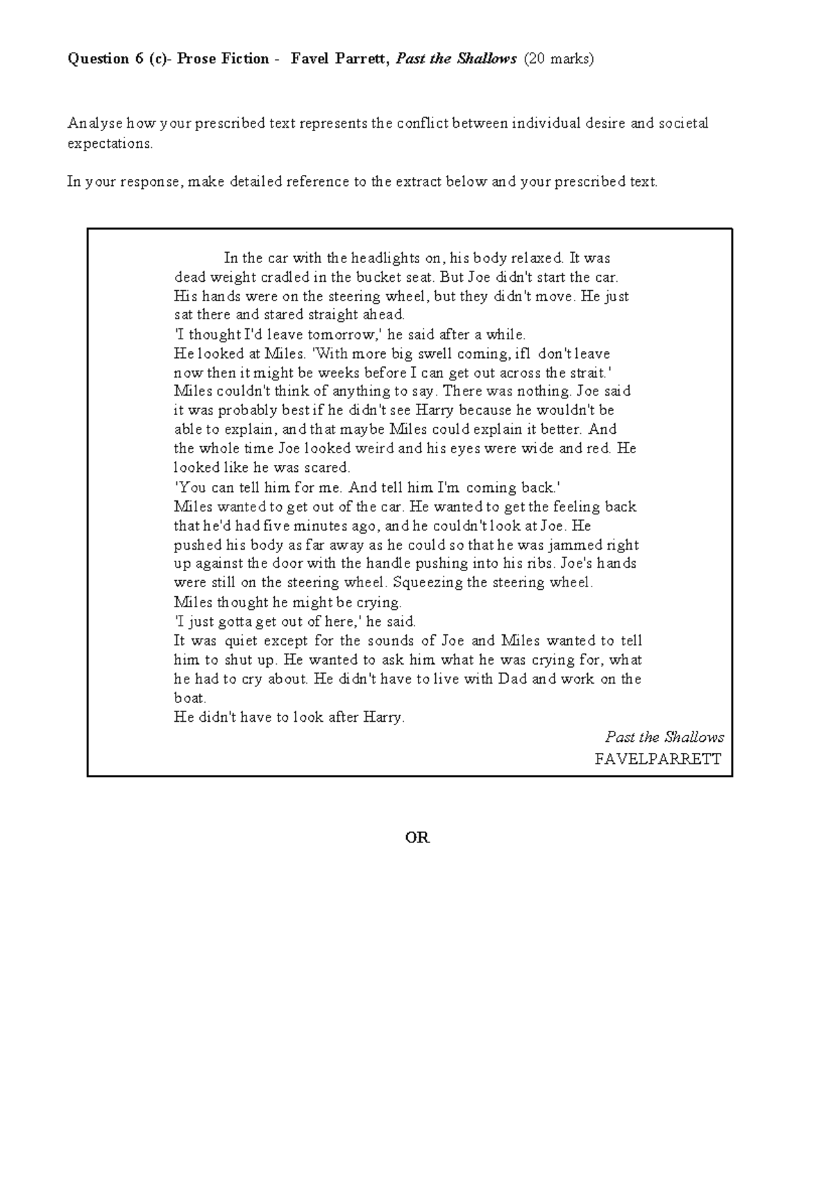 Text and Human Experiences (Essay) - Question 6 (c)- Prose Fiction ...