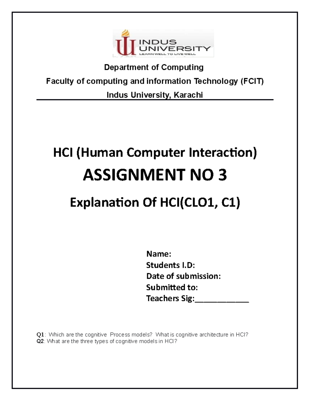 Hci%20assignment%203 - Department of Computing Faculty of computing and ...