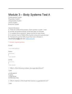 Module 3 B Exam - Module 3 – Body Systems Test B Musculoskeletal System ...