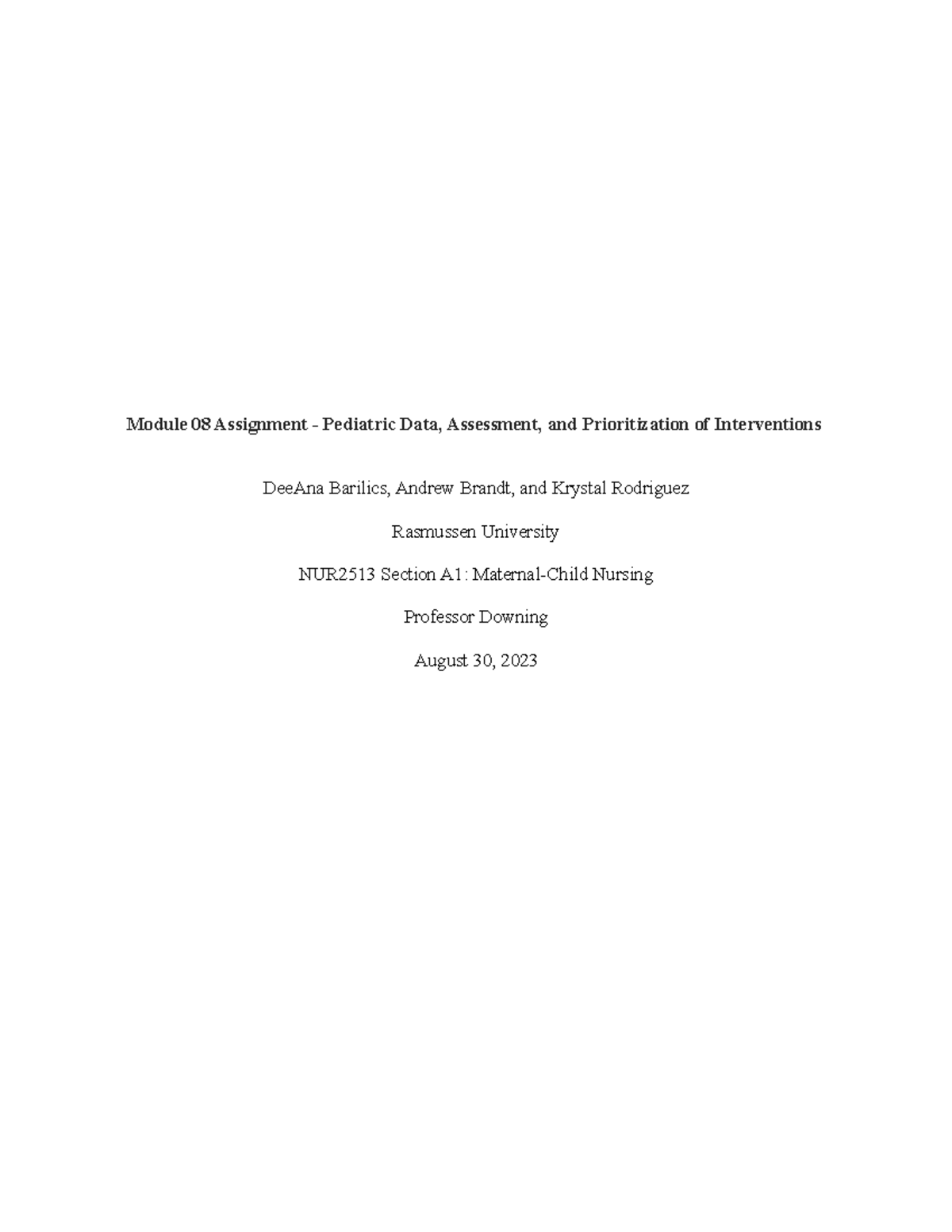 DBarilics Module 8-Pediatric data, assessment - Module 08 Assignment ...