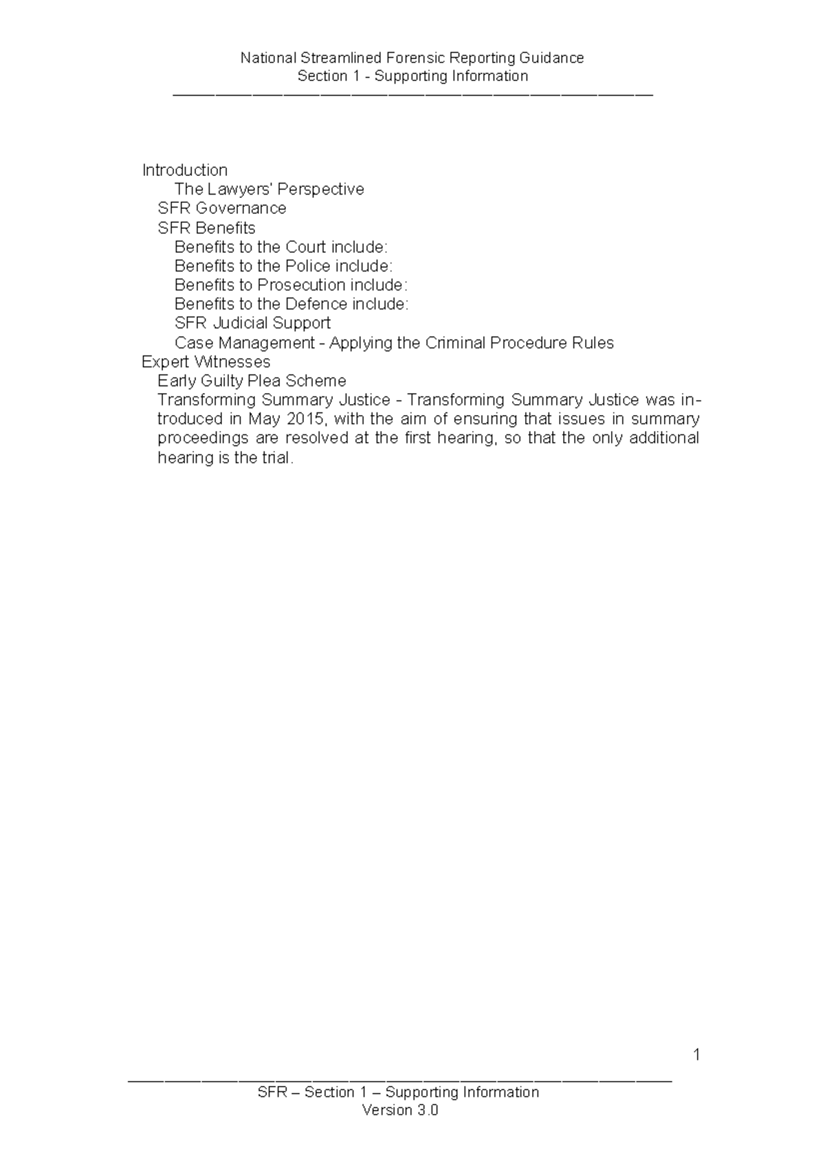 National Streamlined Forensic Reporting Guidance - Section 1 ...