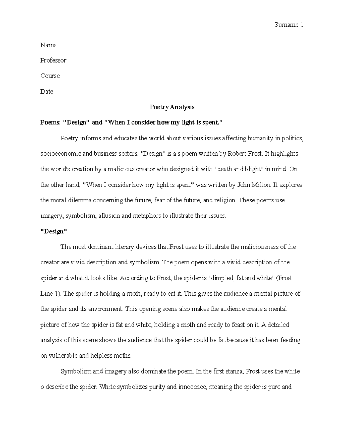 Poetry Analysi copy 2 - Assigment - Education - UoN - Studocu