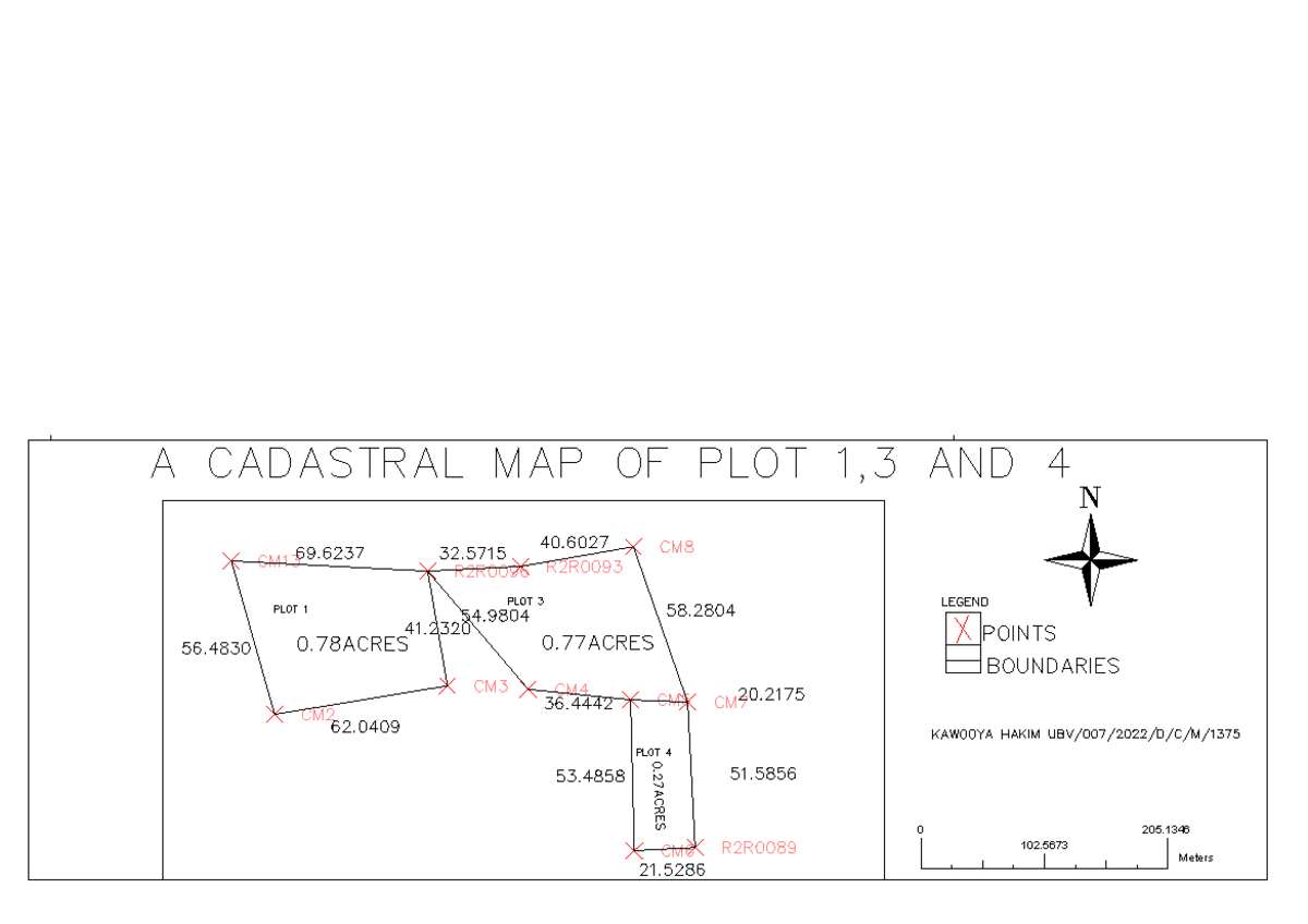 PLOT1,3 AND 4 - surveyed plot - Land Surveying and Geomatics - N Meters ...