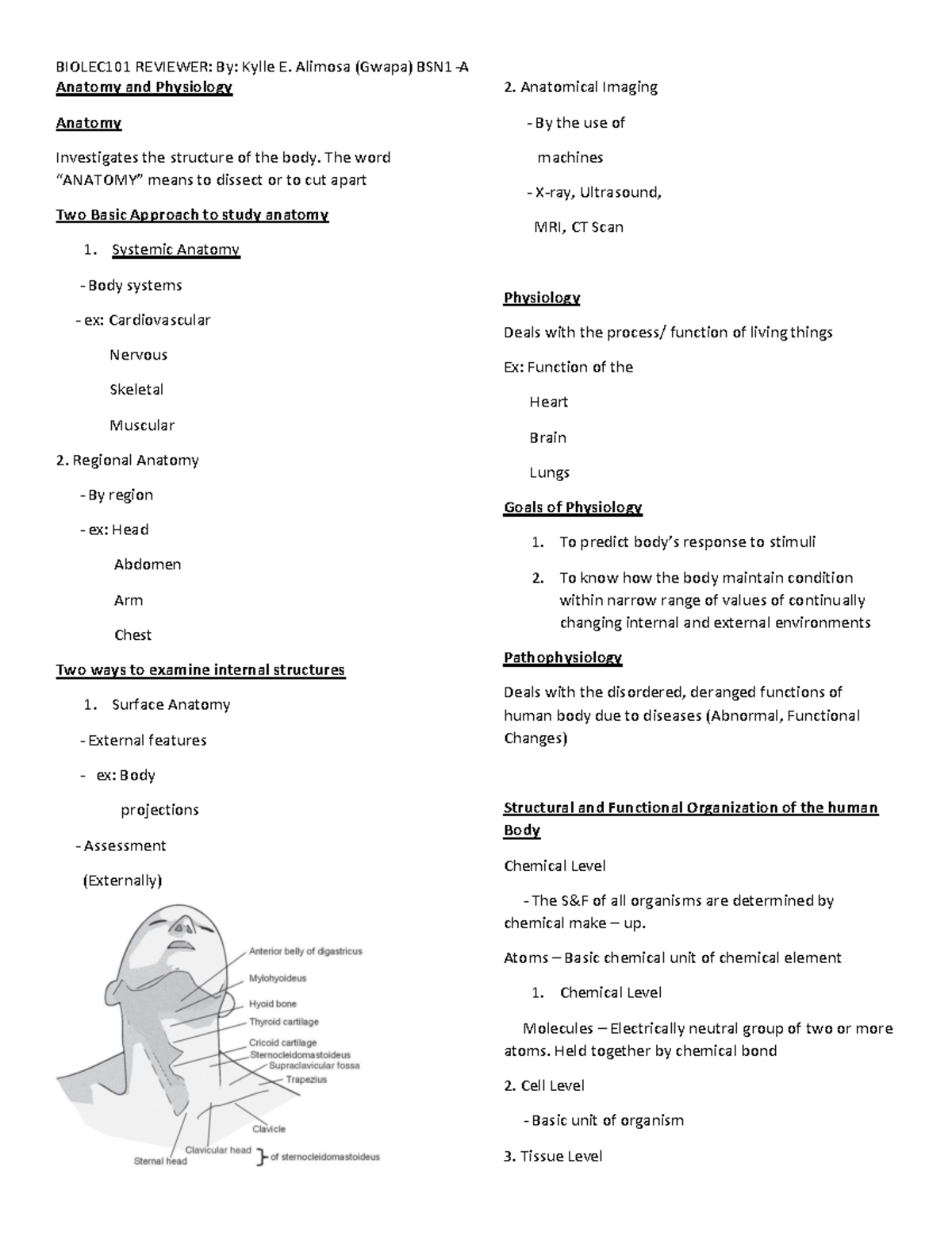 Biolec 101- Reviewer-1 - Anatomy and Physiology Anatomy Investigates ...