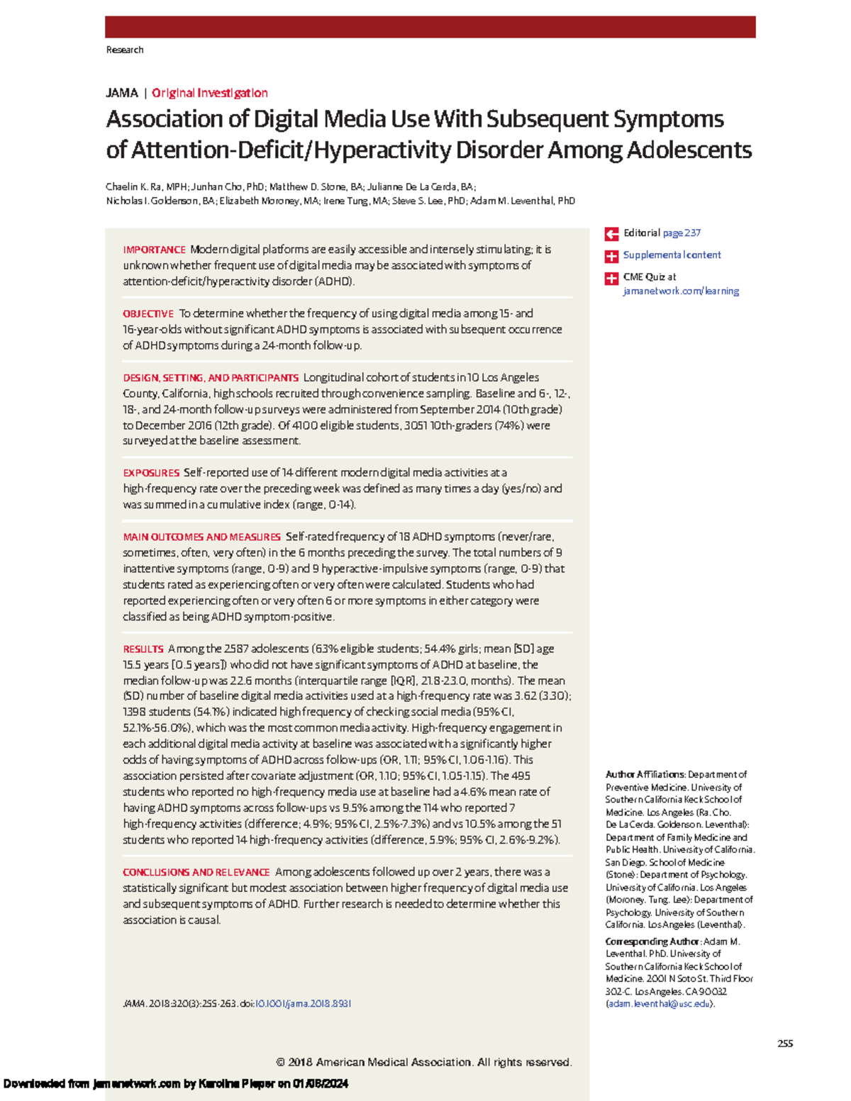 Association of Digital Media Use With Subsequent Symptoms of Attention-Deficit:Hyperactivity ...