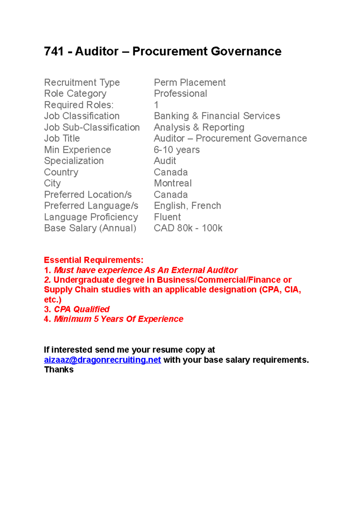 741 - Auditor – Procurement Governance summary 2019-01-21 - 741 ...