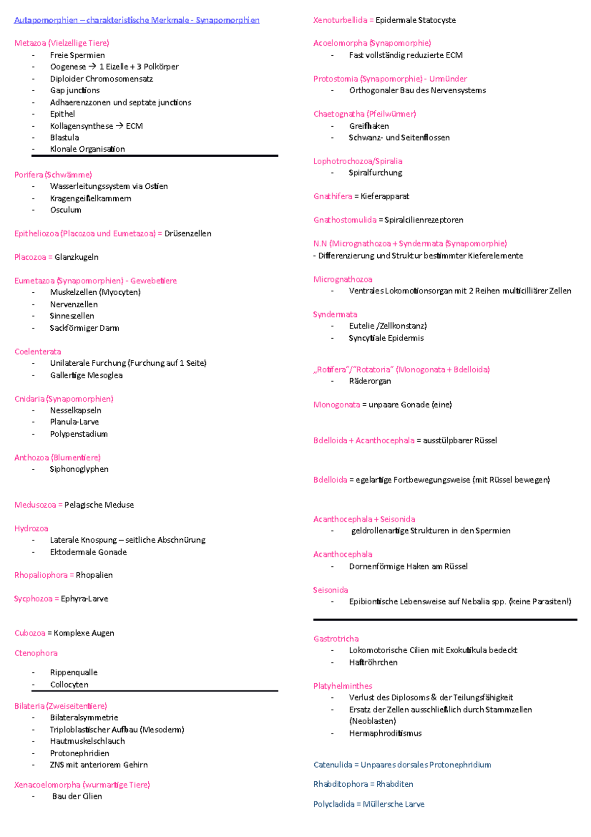 Autapomorphien - (keine Parasiten!) Gastrotricha - Lokomotorische ...