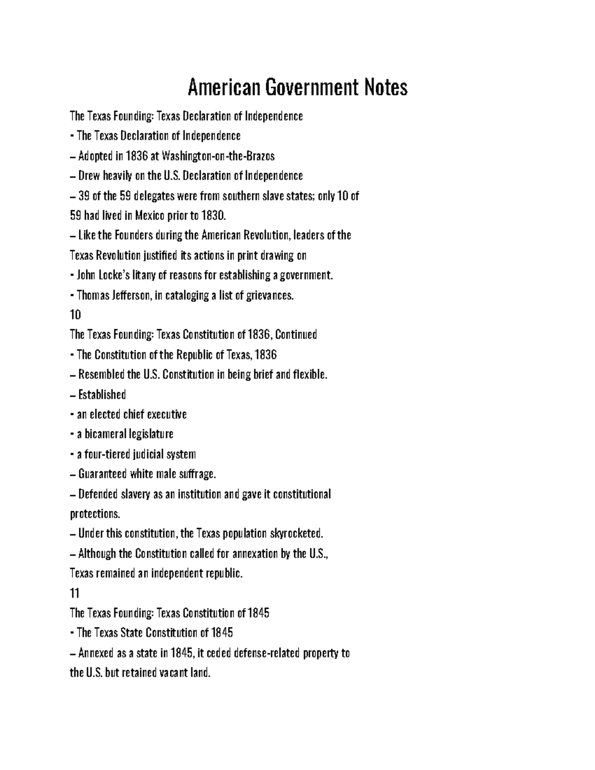 American Government Notes- TX Constitution - American Government Notes ...