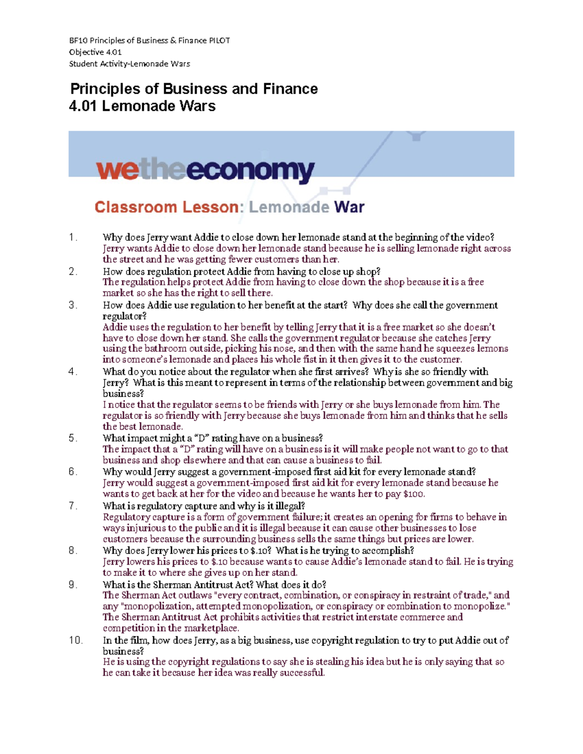 Copy of POBF 4.01 04 Student Activity-Lemonade War Discussion Questions ...