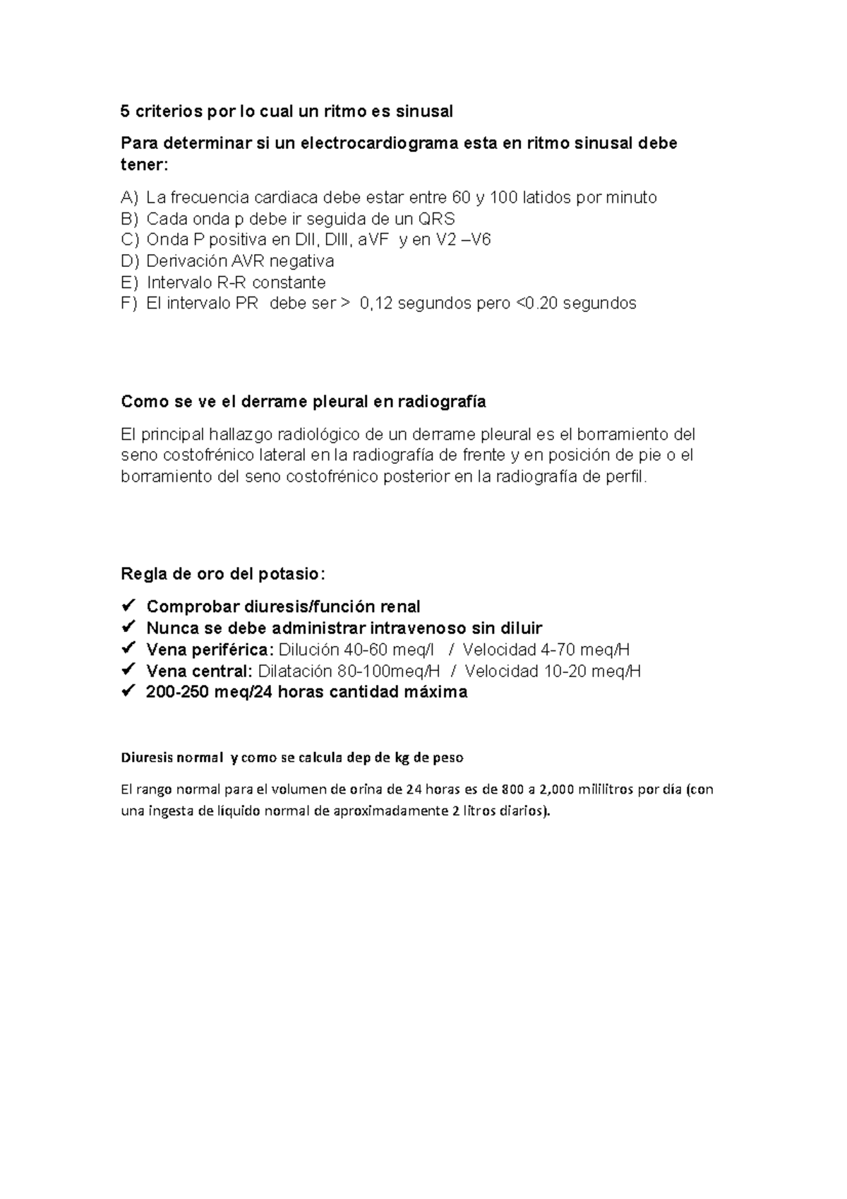 5 criterios por lo cual un ritmo es sinusal - Regla de oro del potasio ...