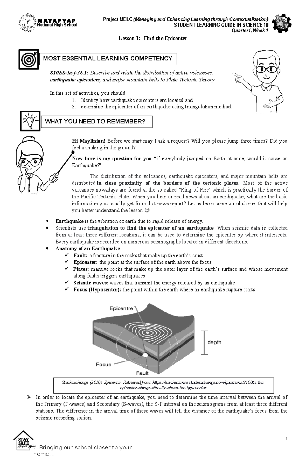 Science 10-Q1-WK1-DO QA - .. our school closer to your Lesson 1: Find ...