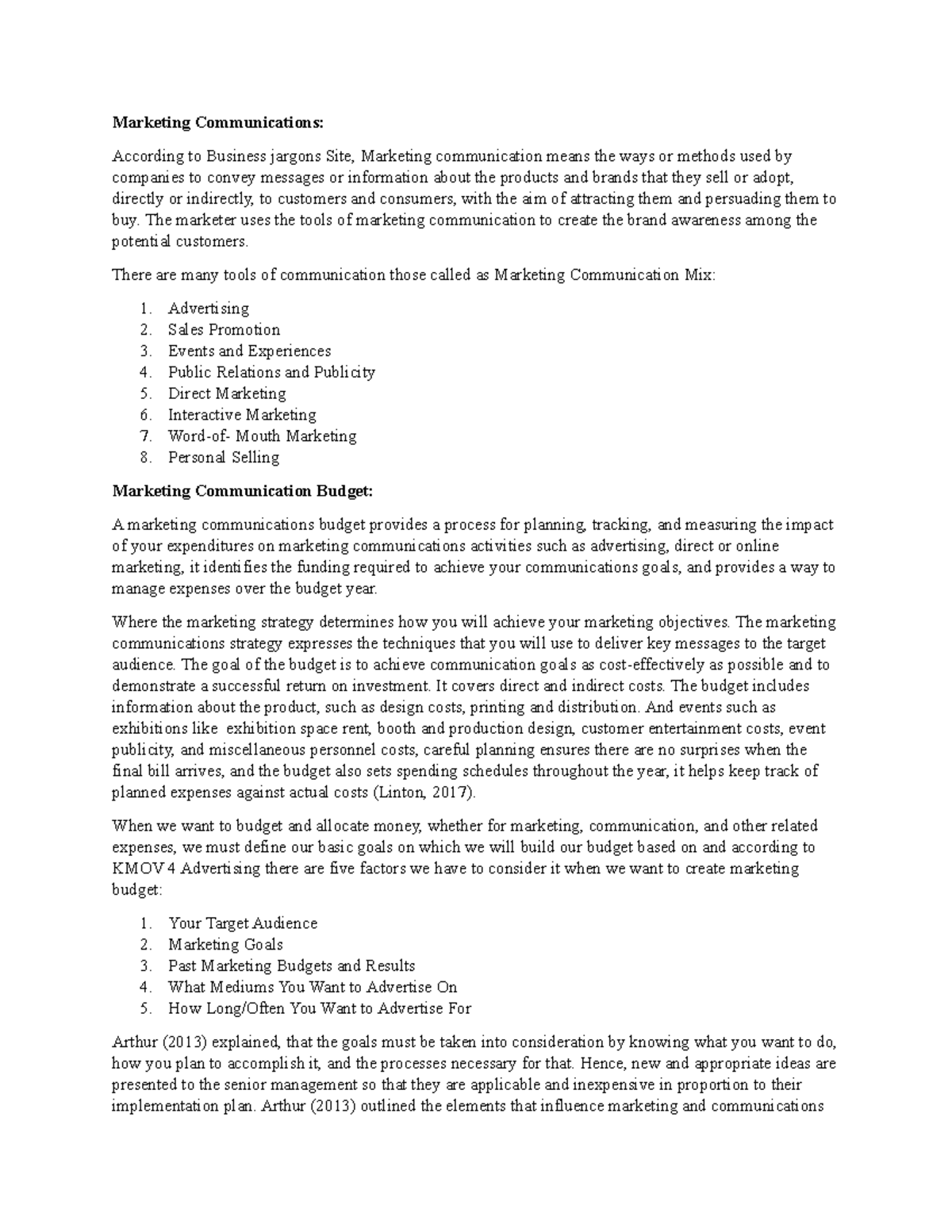 Discussion Unit 6 - Marketing Communications: According to Business ...