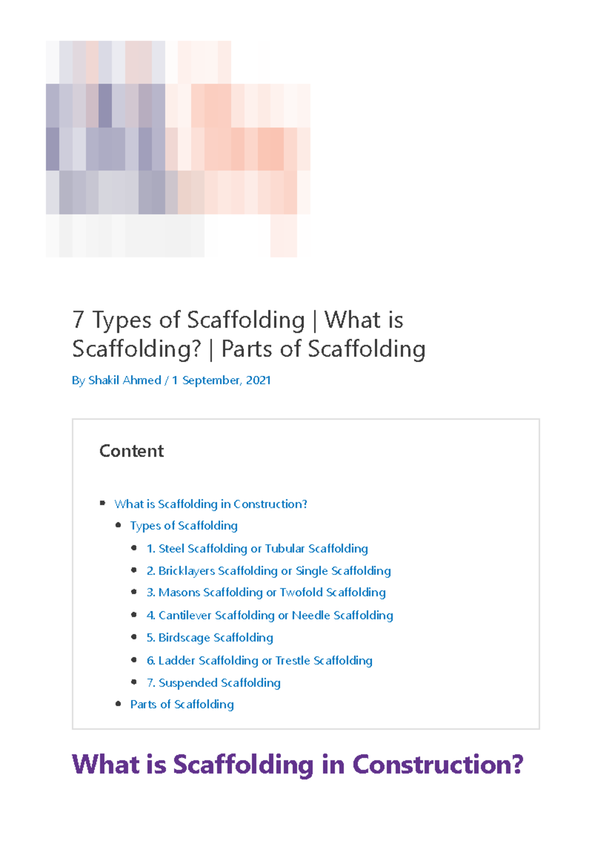 7 Types Of Scaffolding What Is Scaffolding Parts Of Scaffolding Civil