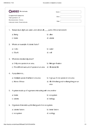 YR 8 Semester 1 - Revision Sheet Physics, Biology V3 - Name