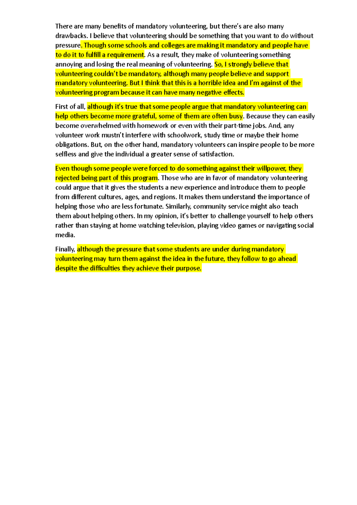 Writing 3 - ICPNA W3 - There are many benefits of mandatory ...