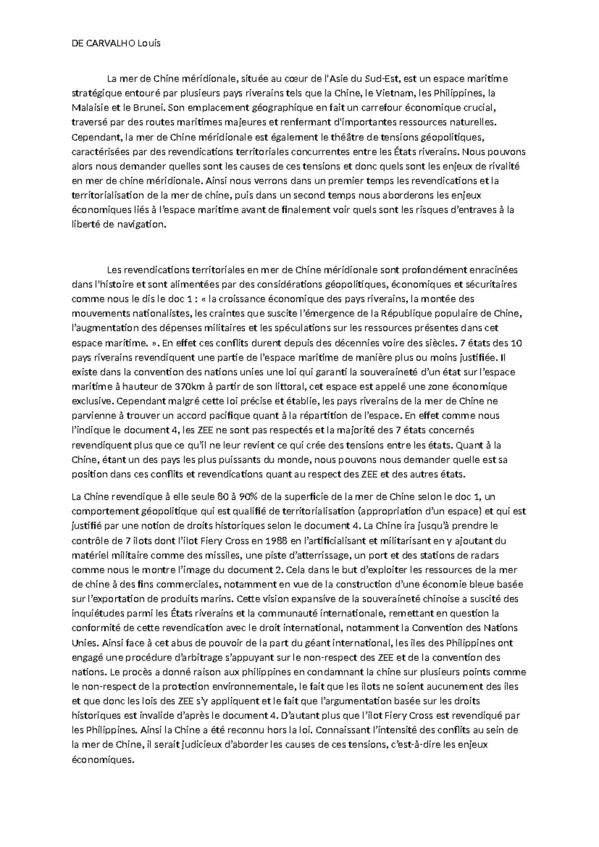 La mer de Chine méridionale - DE CARVALHO Louis La mer de Chine ...