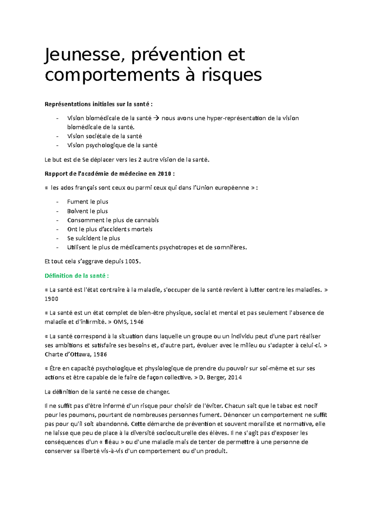 Jeunesse, prévention et comportements à risques - TD - Jeunesse, prévention et comportements à ...