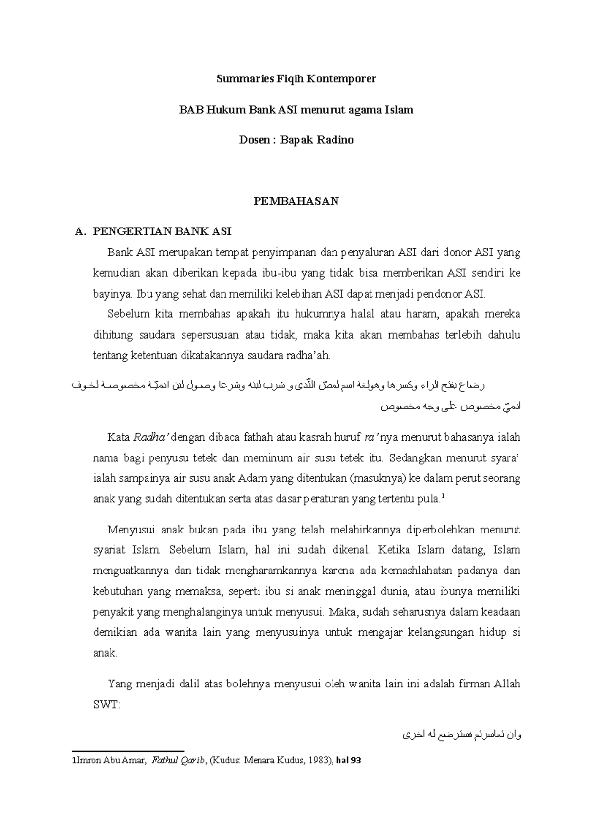 Summaries- Hukum BANK ASI menurut agama Islam-Fiqih Kontemporer ...