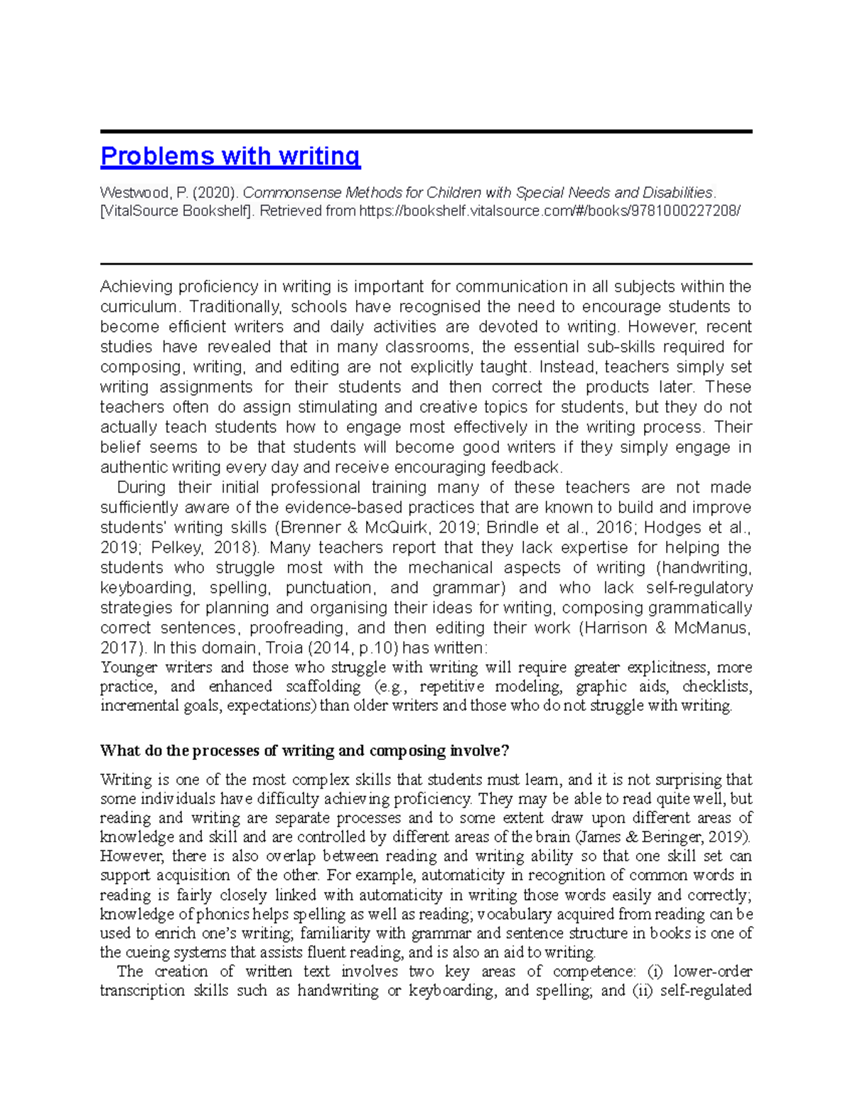 SNEd 210 Problems with writing (2)1 - Problems with writing Westwood, P ...