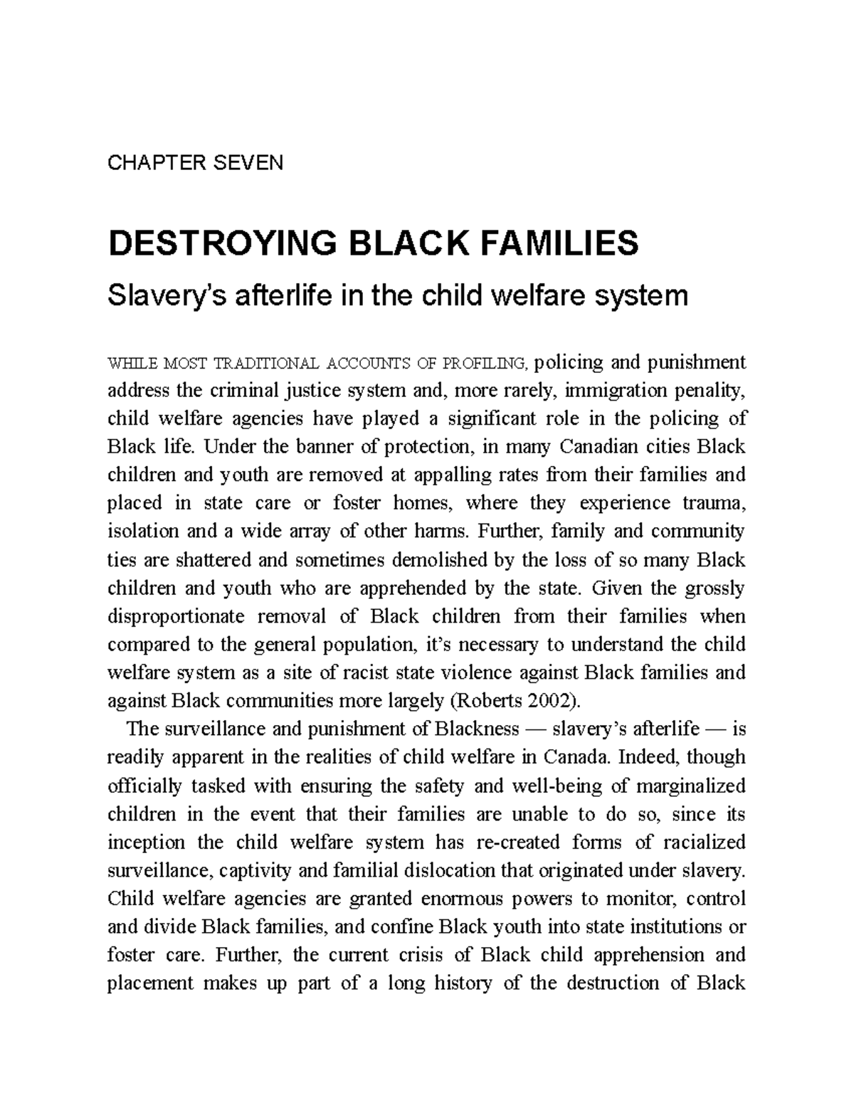 Maynard Ch 7 Destroying Black Families - CHAPTER SEVEN DESTROYING BLACK ...