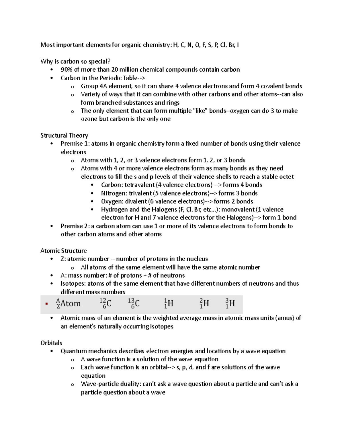 SP CHE 210 Ch1 Notes - General Chemistry Review for Organic Chemistry ...