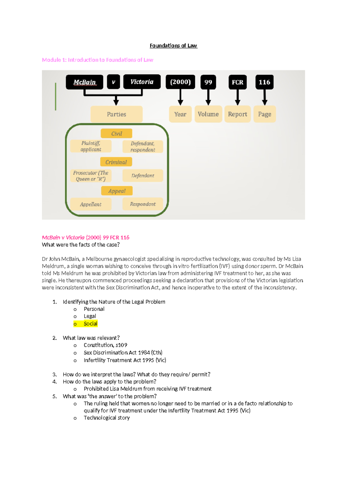 Foundations of Law Notes - Foundations of Law Module 1: Introduction to ...