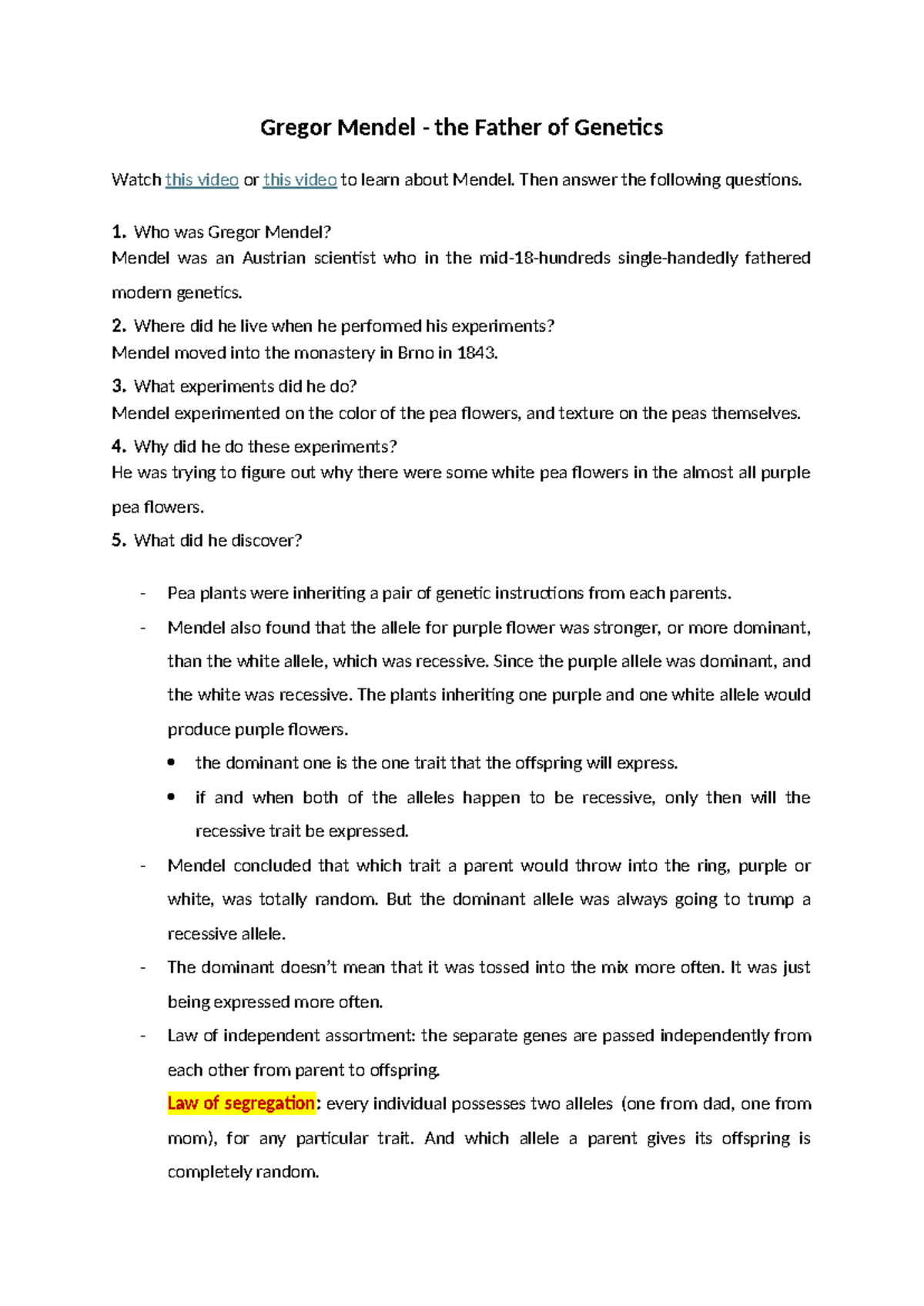 4-5 Gregor Mendel - njn - Gregor Mendel - the Father of Genetics Watch ...