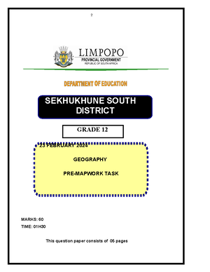 2024 Grade 11 Mapwork TASK Ermelo Marking Guide - MAPWORK TASK (2024 ...