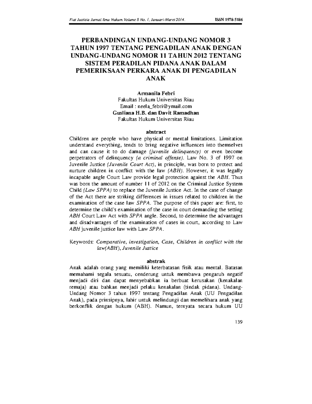 287-Article Text-801-4-10-2015 1117 - Fiat Justisia Jurnal Ilmu Hukum Volume 8 No. 1, Januari ...