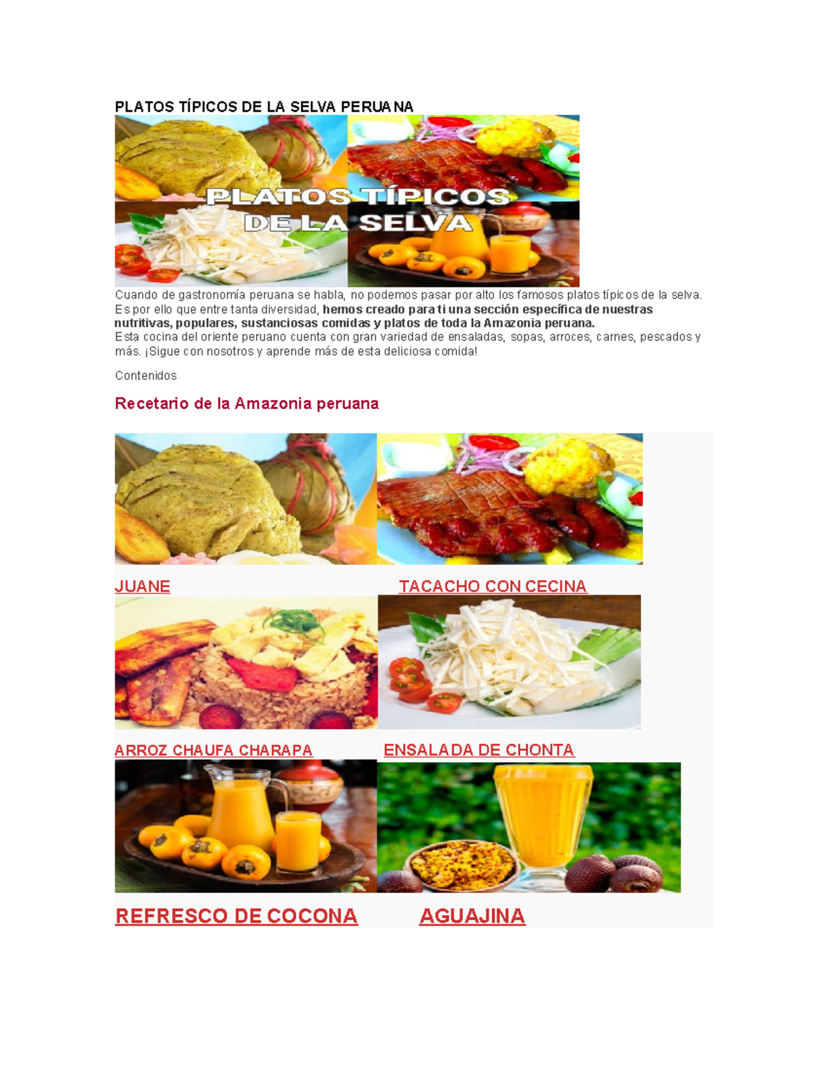 Platos Típicos DE LA Selva Peruana - PLATOS TÍPICOS DE LA SELVA PERUANA ...