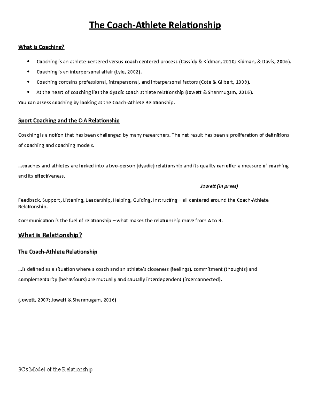 The Coach-Athlete Relationship - Coaching is an interpersonal affair ...