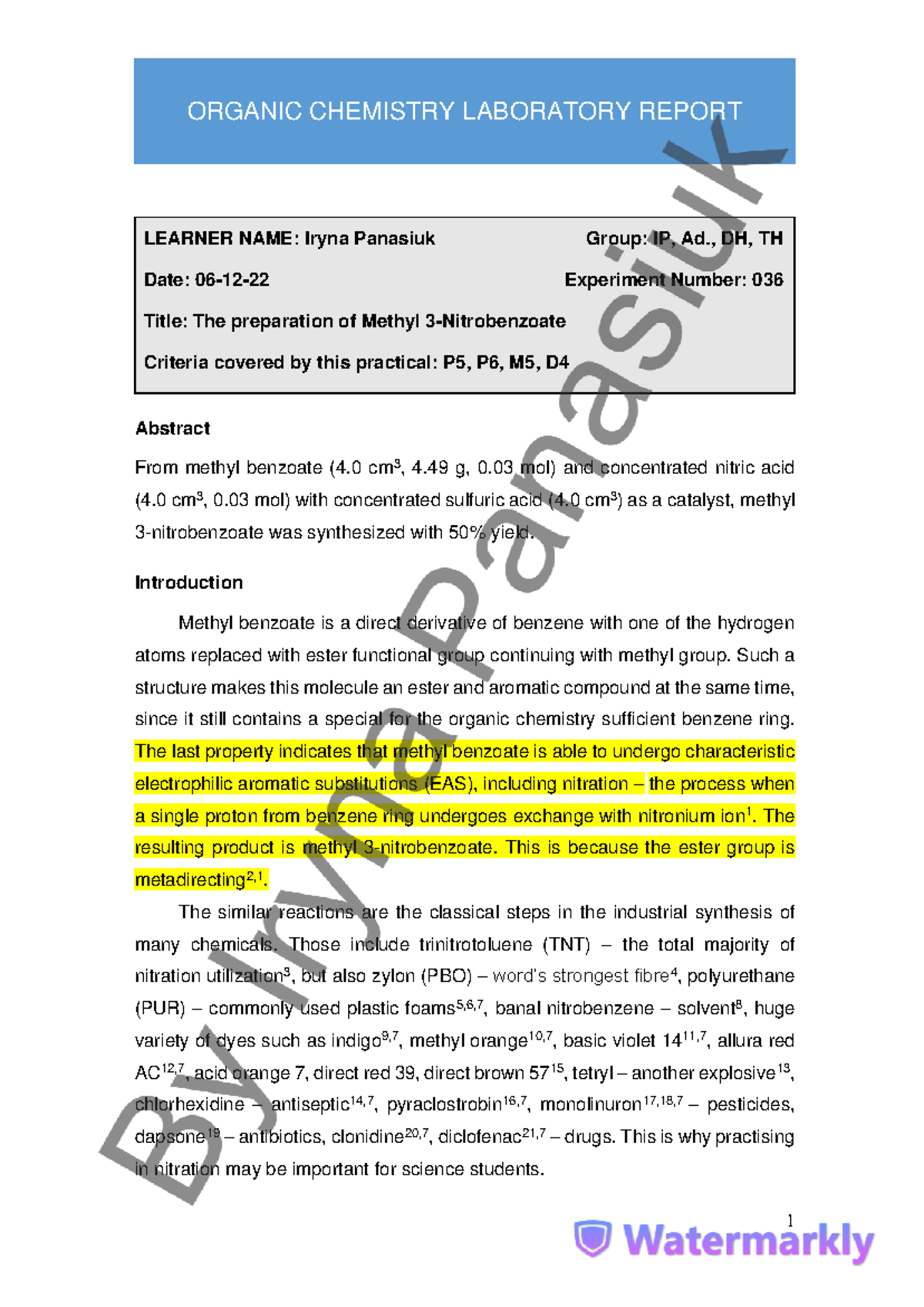 BTEC Level 3 Applied Science Unit 14 A4 Practical reports - LEARNER ...