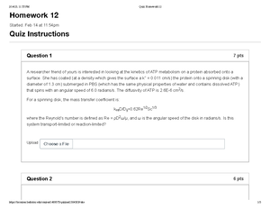 Bio E 104-Homework 7 - Homework 7 Started: Mar 12, 2020 at 8:21am Quiz Instructions Question 1 ...