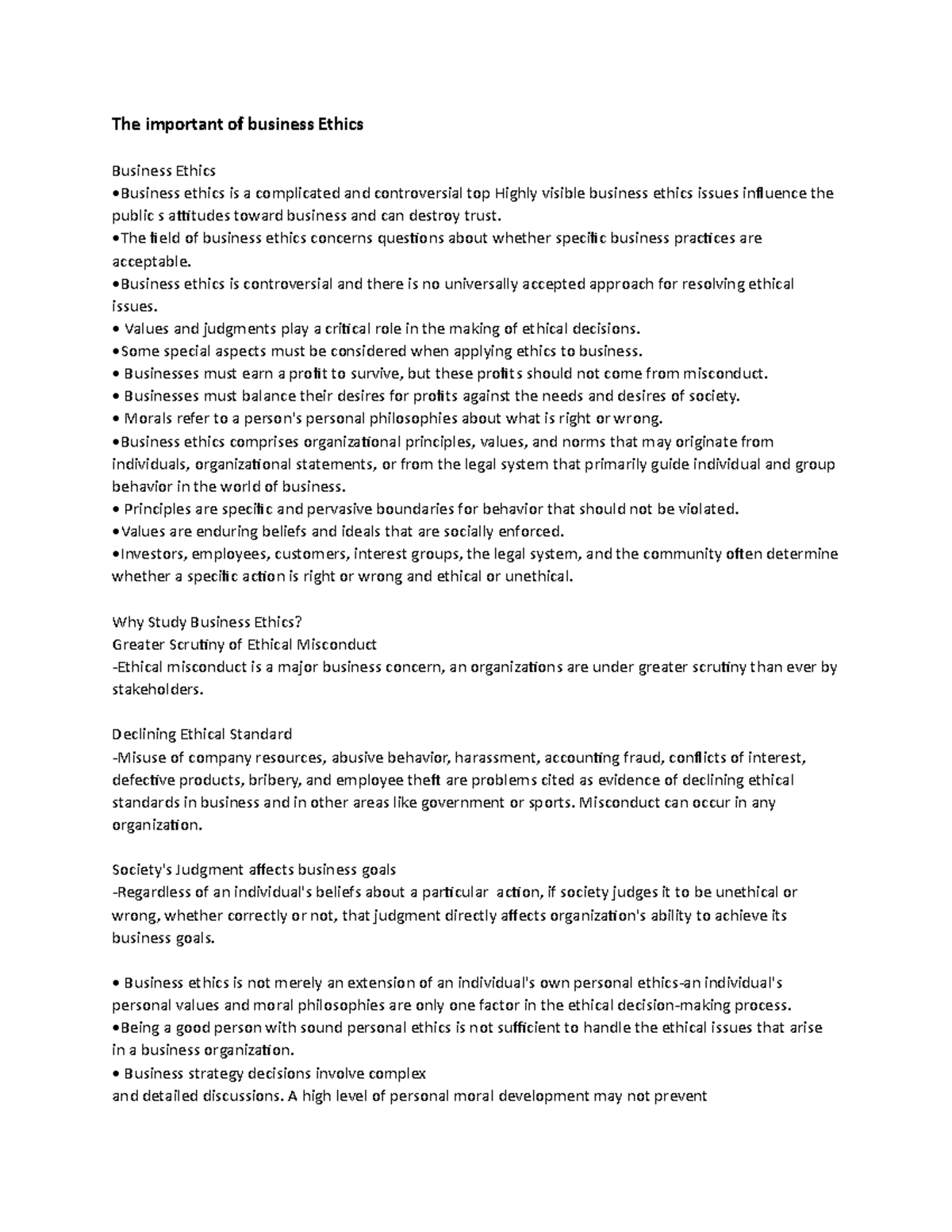 Importance OF Business Ethics - The important of business Ethics ...