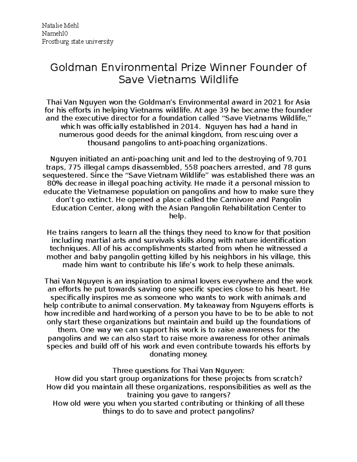 day1 extracredit 2021 - Natalie Mehl Namehl Frostburg state university ...