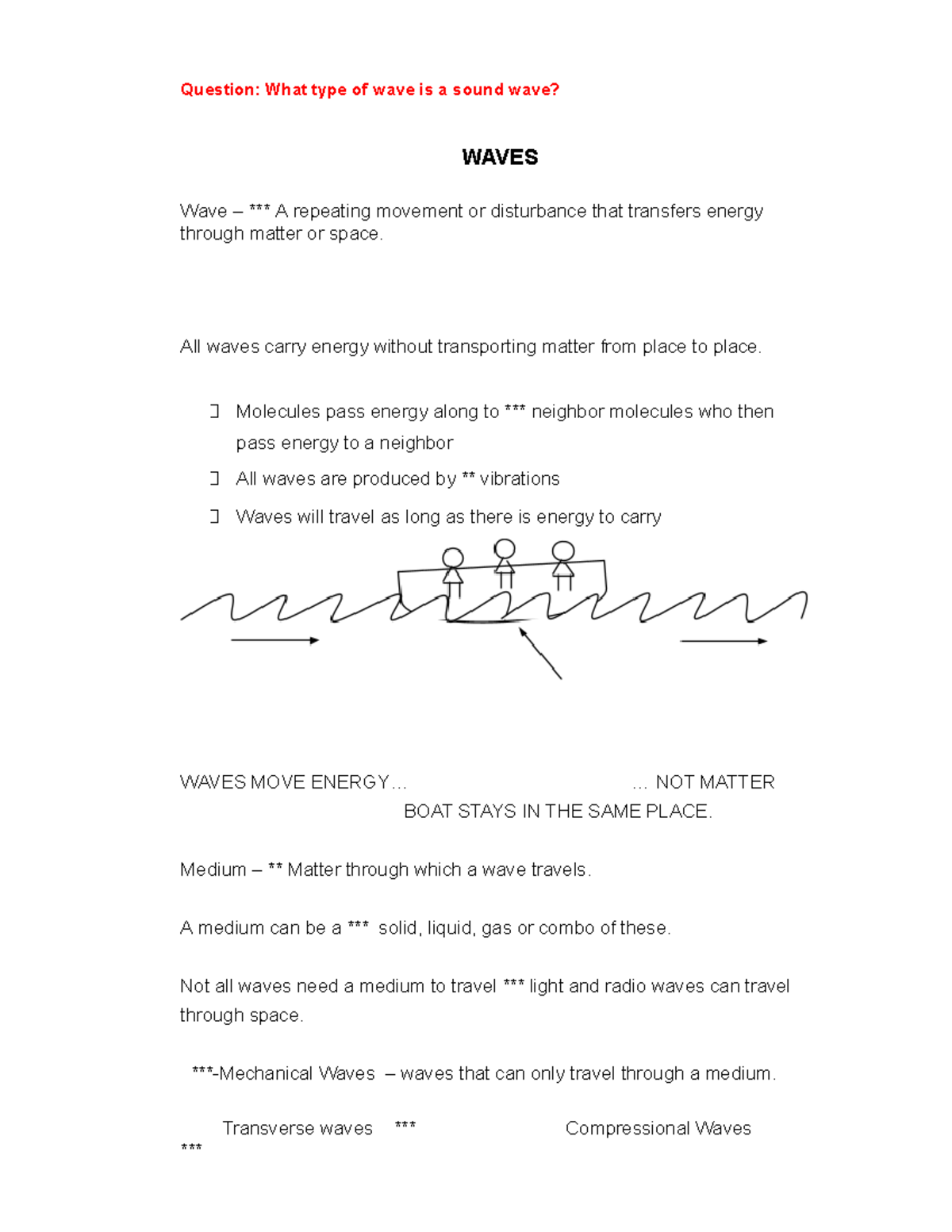 6 Editable Notes - Waves and the Electromagnetic Spectrum Ver B ...